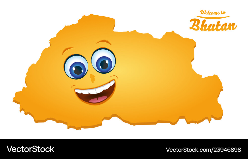 Welcome to bhutan happy face map Royalty Free Vector Image
