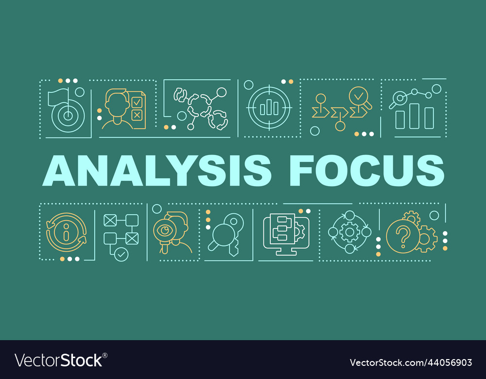 Analysis focus word concepts dark green banner Vector Image
