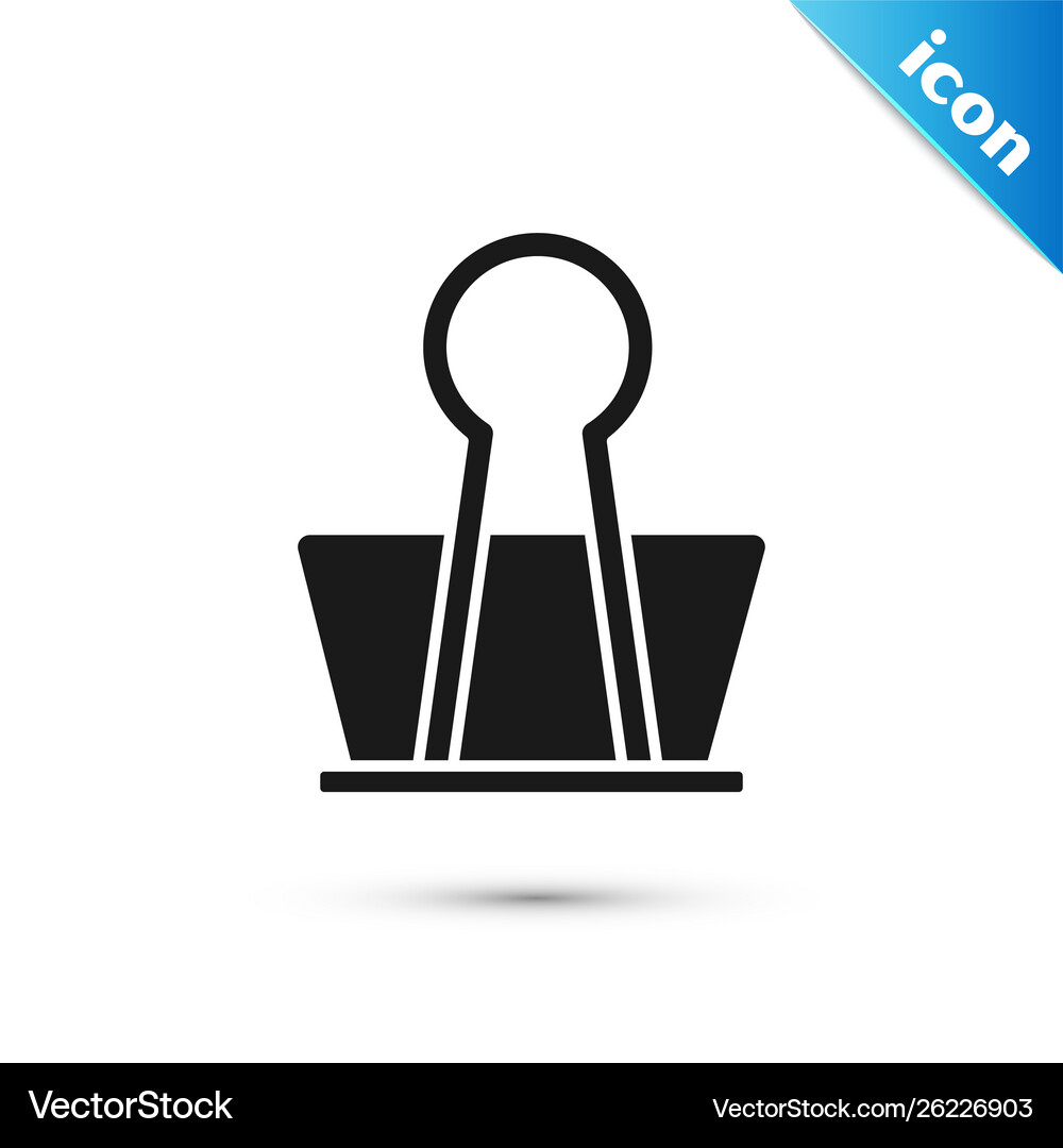 Black binder clip icon isolated on white Vector Image