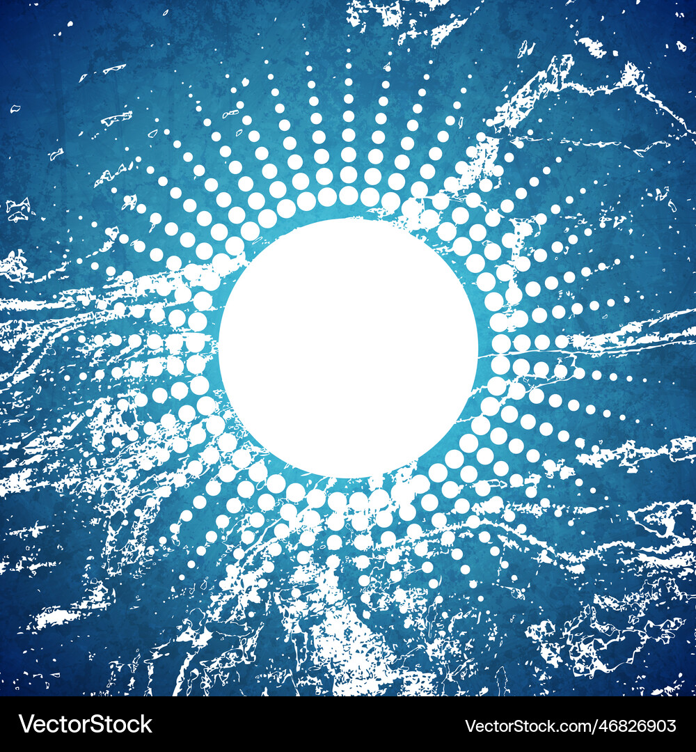 Blue white grunge halftones abstract circle Vector Image