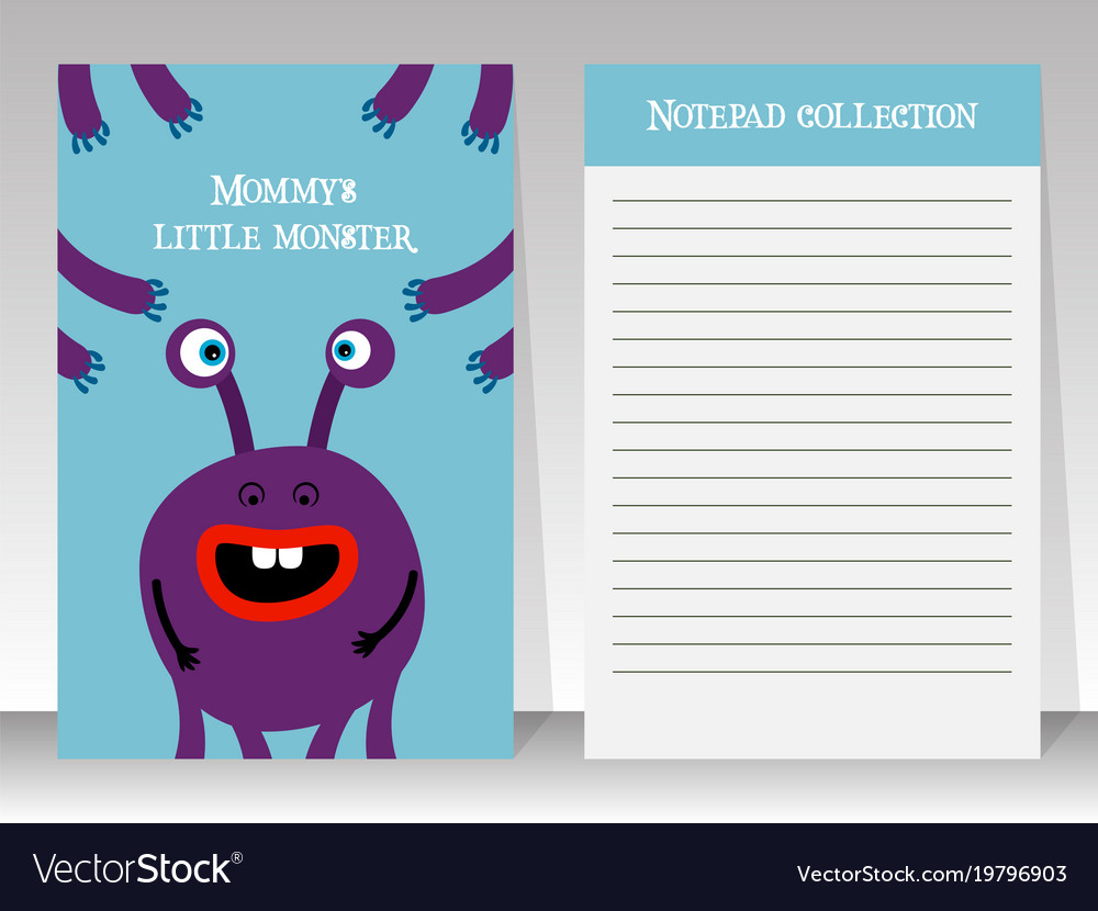 Cartoon Monster Notebook Template Royalty Free Vector Image