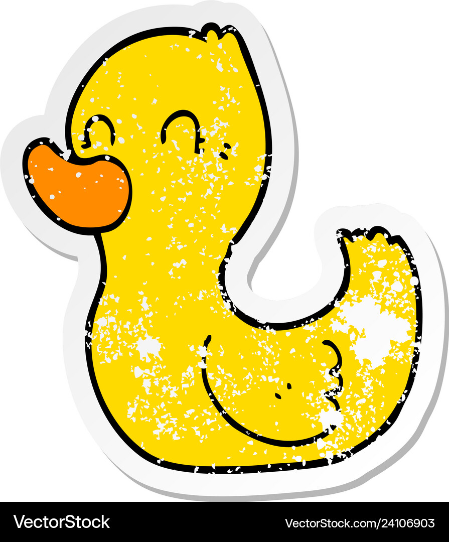 Distressed sticker of a cartoon duck Royalty Free Vector