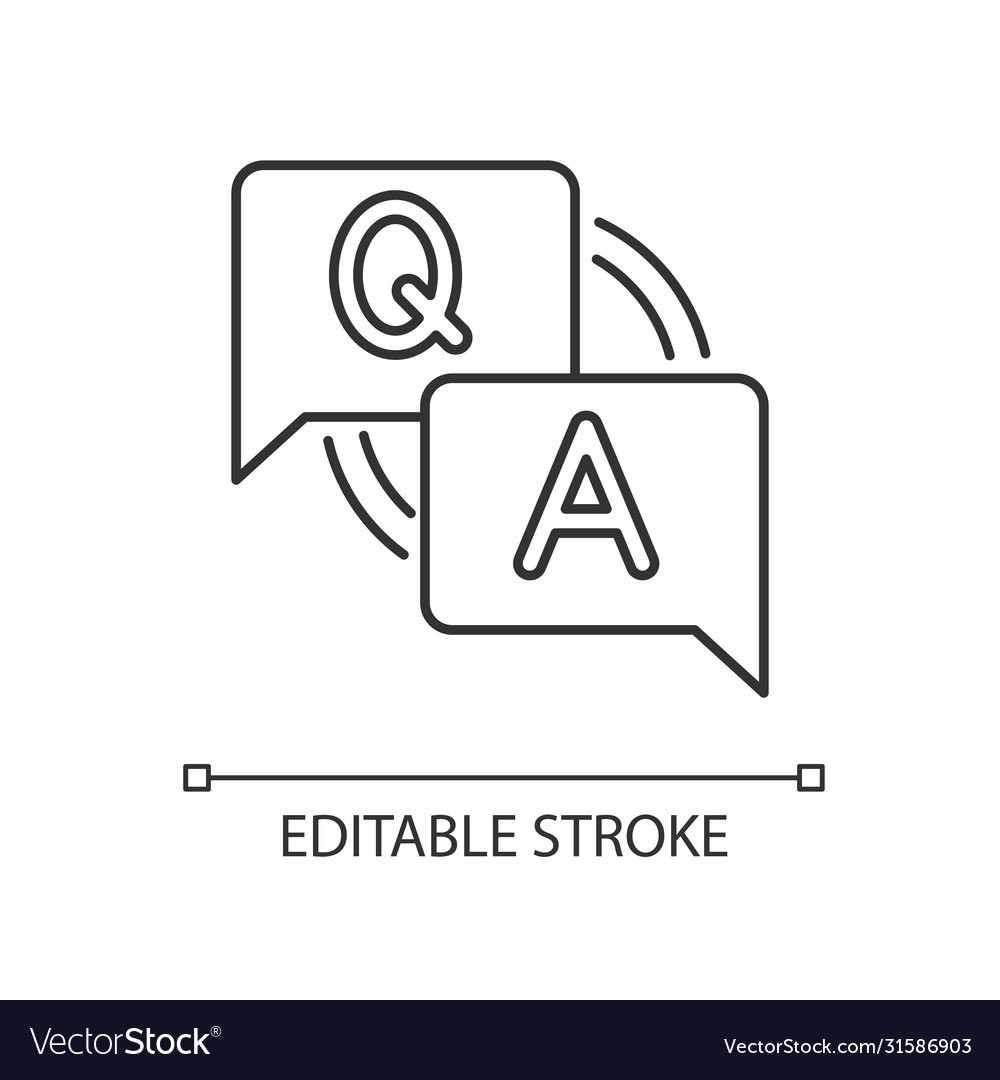 Faq pixel perfect linear icon Royalty Free Vector Image