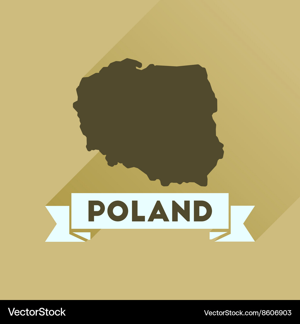 Flat icon with long shadow map of poland Vector Image
