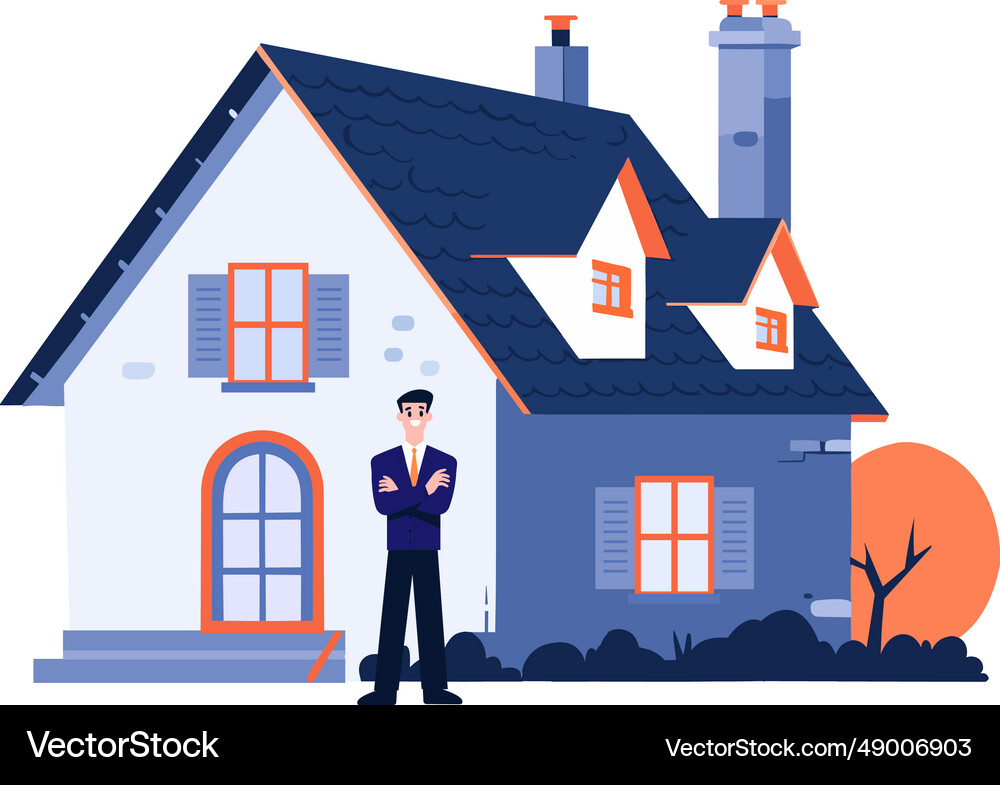 Hand drawn real estate agent character in flat Vector Image