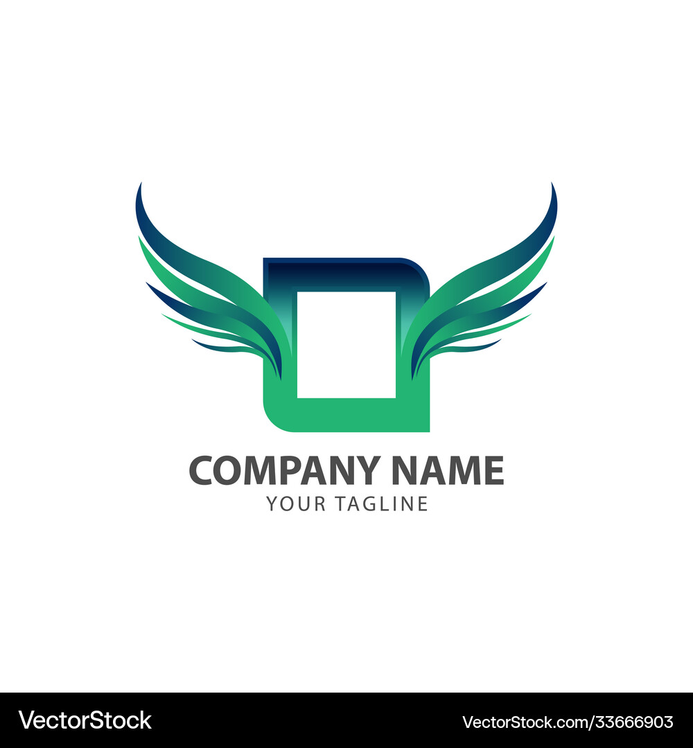O wing wings alphabet letter logo icon Royalty Free Vector