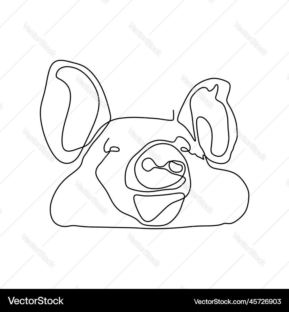 One continuous line drawing of pig head Royalty Free Vector