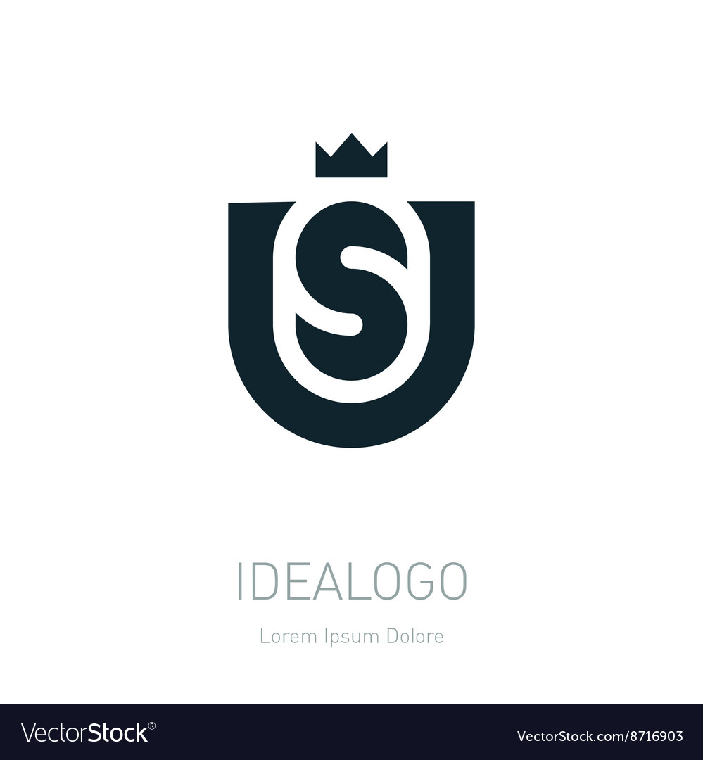US initial logo with crown US initial monogram Vector Image