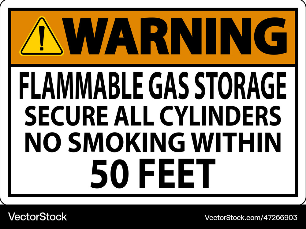 Warning sign flammable gas storage secure all Vector Image