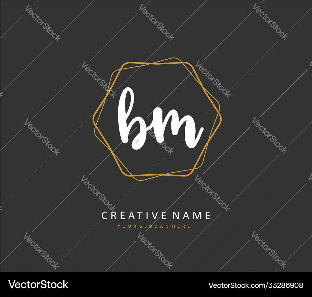 B m bm initial letter handwriting and signature Vector Image