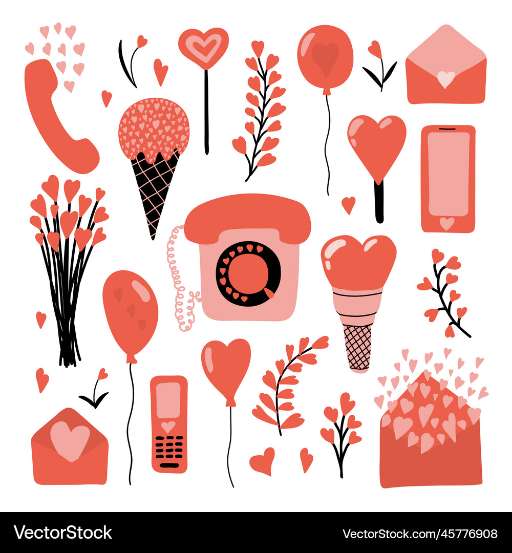 Big valentines day set Royalty Free Vector Image