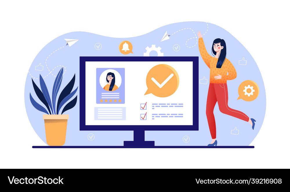 Female Character Receives Positive Feedback Vector Image