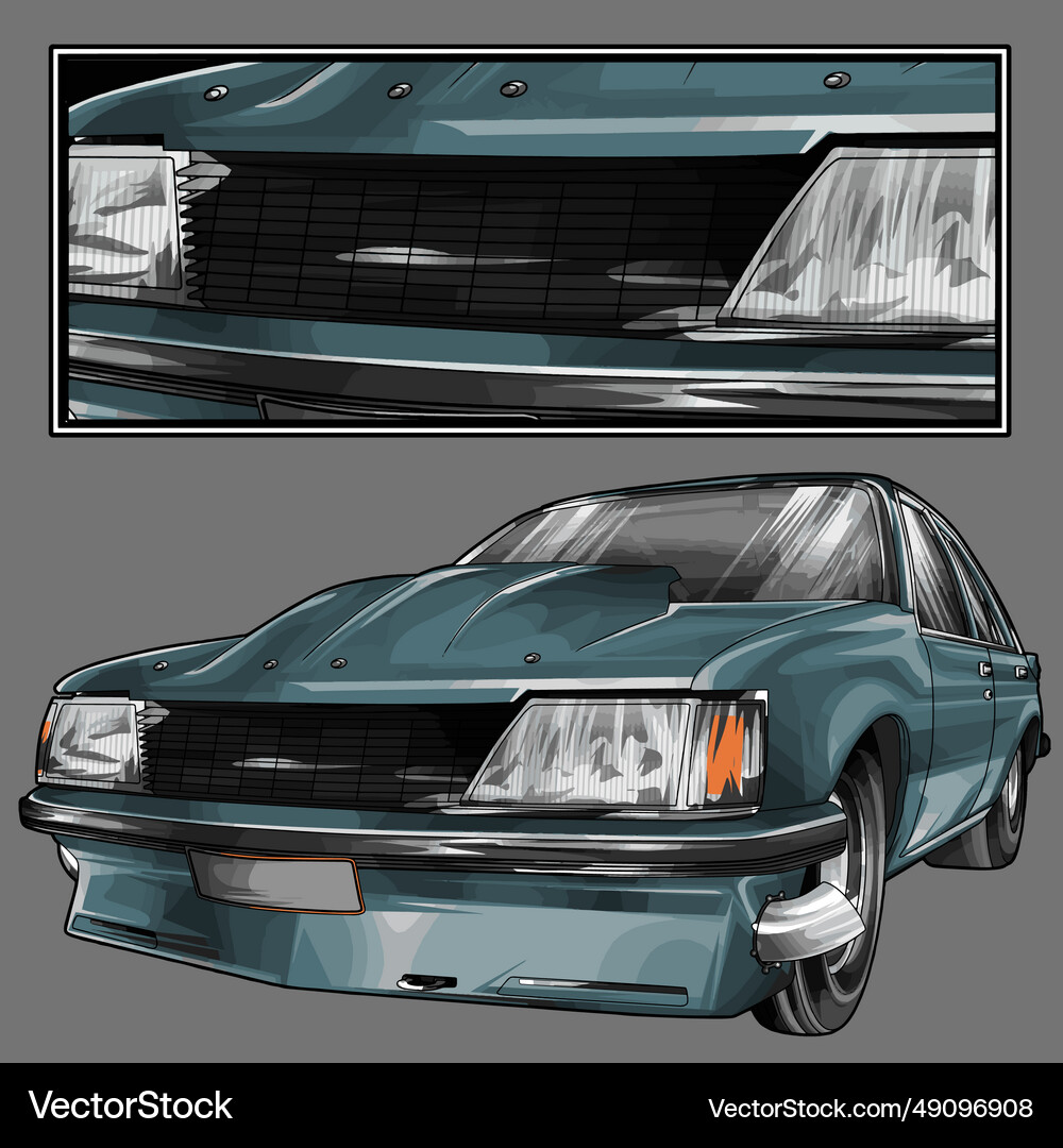 Grey drag racing car with black strip Royalty Free Vector