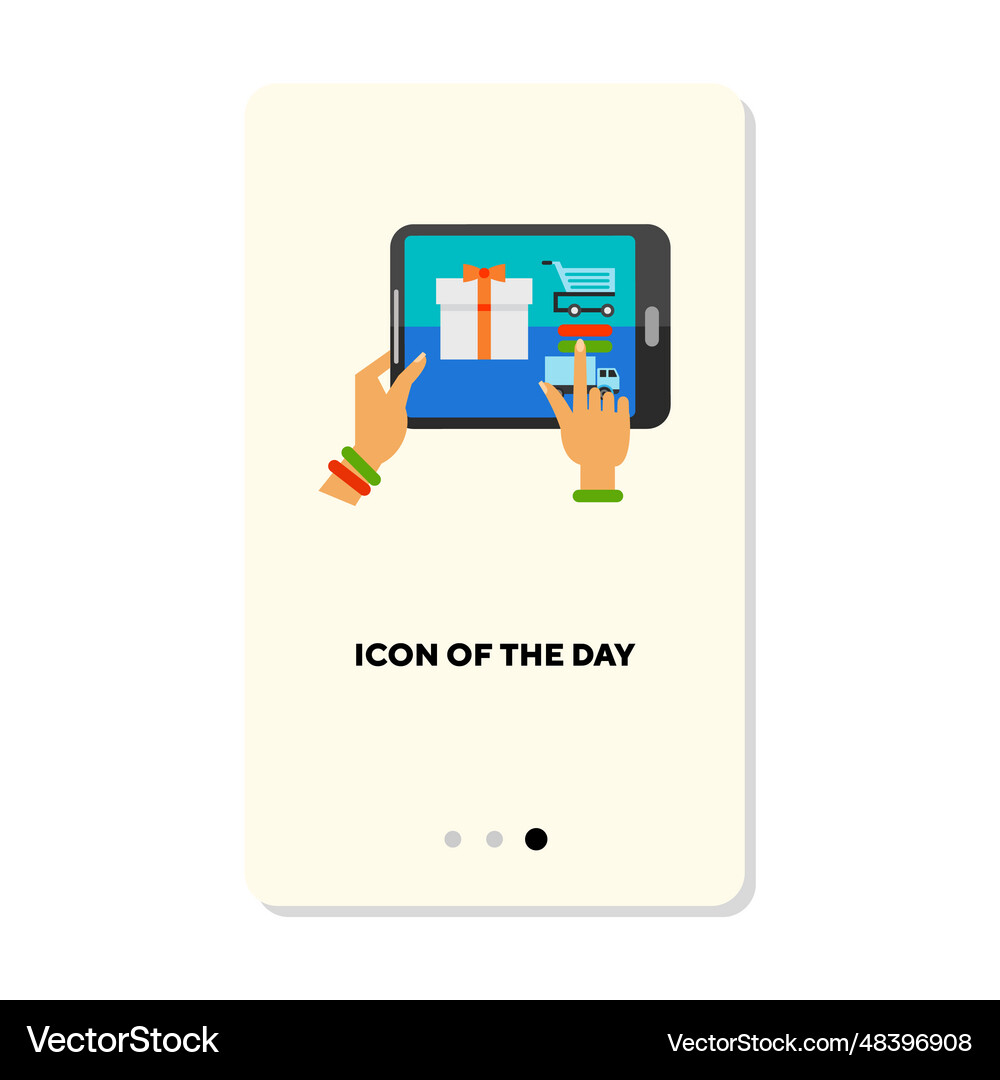 Hands of customer ordering via internet shop Vector Image