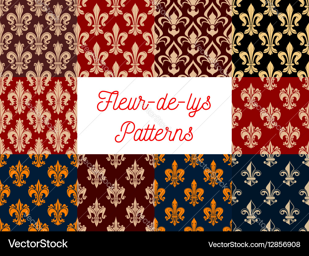Heraldic set of french fleur-de-lis patterns Vector Image