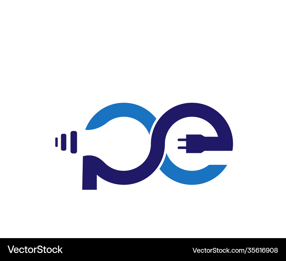 Letter P & E Electrical Logo Royalty Free Vector Image