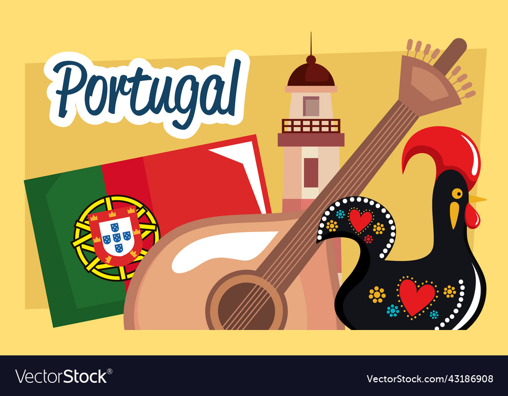 Portugal lettering with lighthouse Royalty Free Vector Image Portugal lettering with lighthouse Royalty Free Vector Image