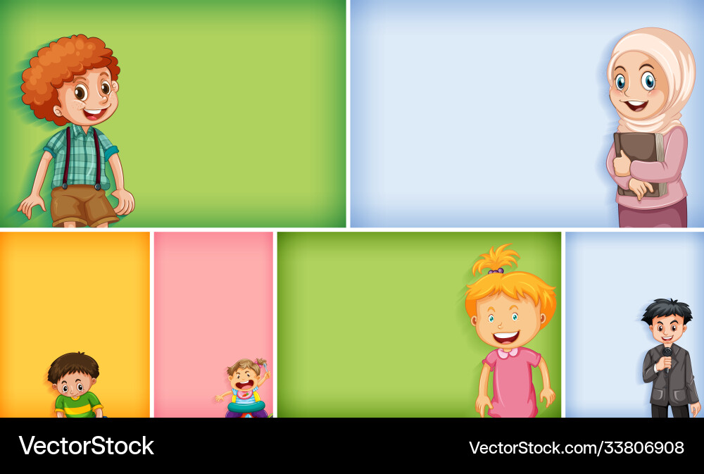 Set different kid characters Royalty Free Vector Image