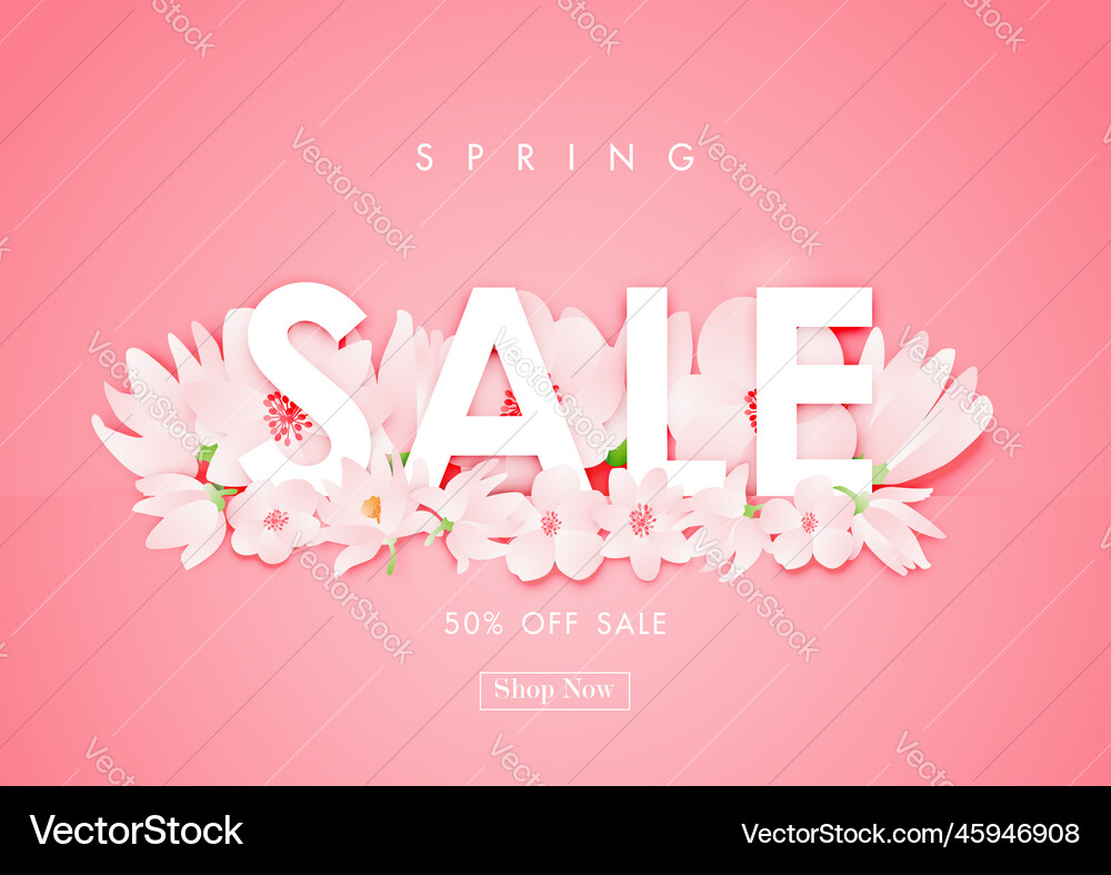 Spring sale background with beautiful flower Vector Image