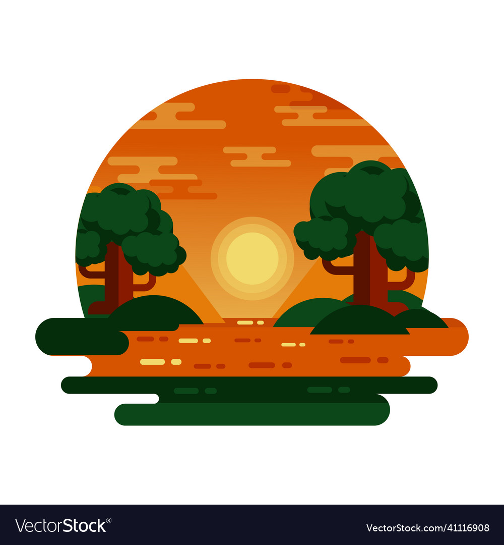 Sunset landscape Royalty Free Vector Image - VectorStock