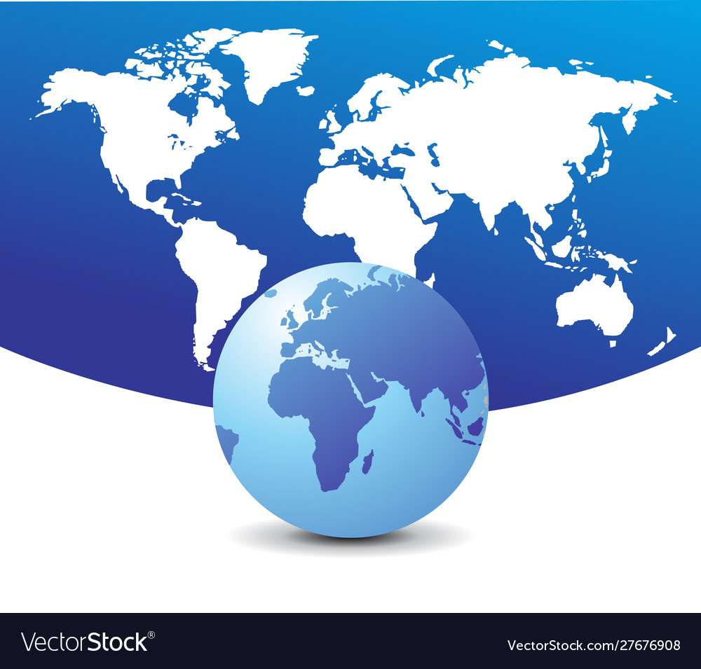 World map with globe Royalty Free Vector Image