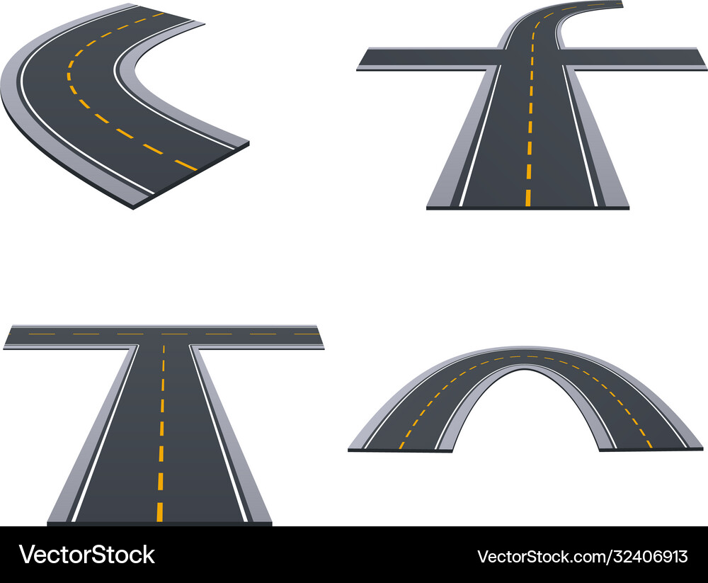 Asphalted roads track highways car roads Vector Image