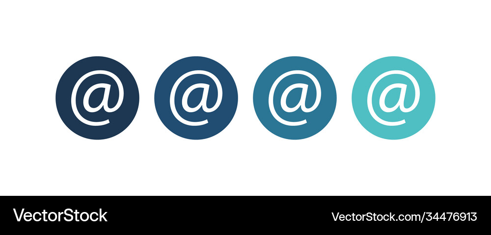 At sign mail symbol collection isolated email Vector Image