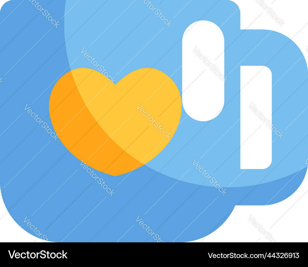 Blue cup with yellow heart on a white background Vector Image