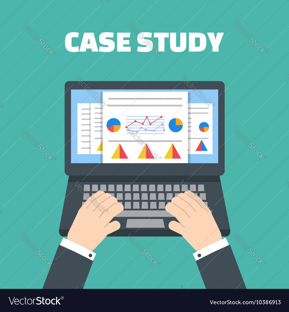 Case study concept with computer device Royalty Free Vector