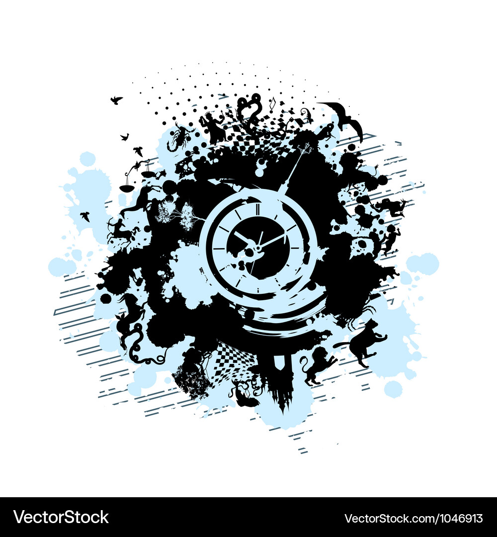 Clocks with twelve zodiac signs Royalty Free Vector Image