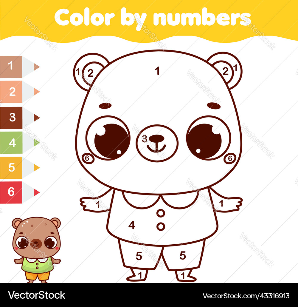 Coloring page with cute cartoon bear color Vector Image