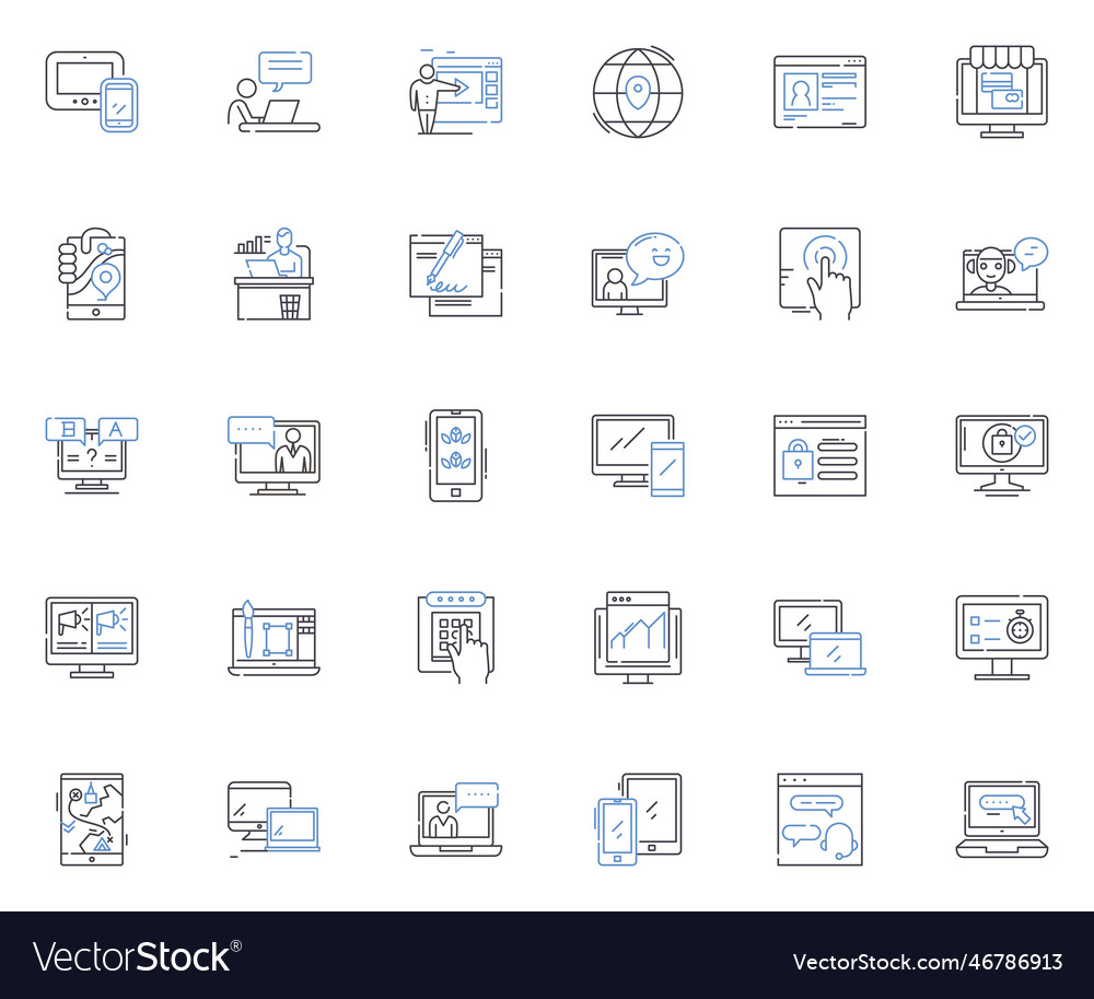 Cyberspace Tech Line Icons Collection Encryption Vector Image