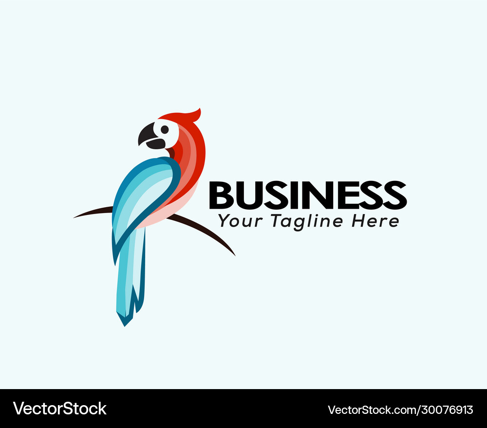 Elegant parrot look back perch logo design Vector Image