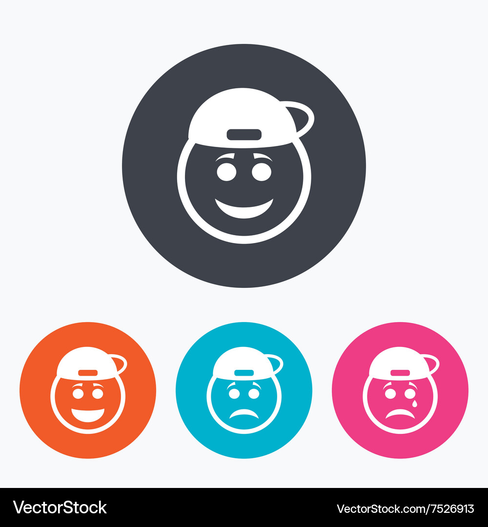 Rapper smile face icons happy sad cry Royalty Free Vector