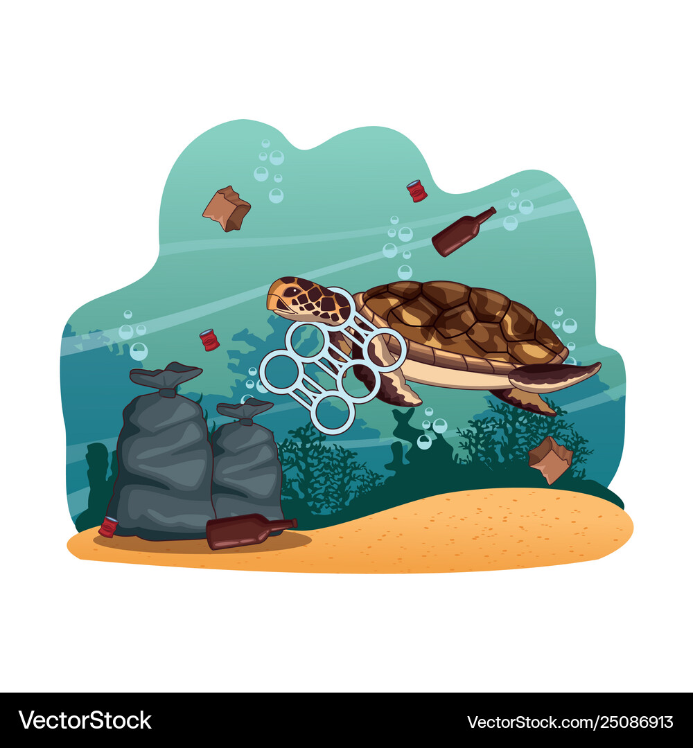 Sea cleaning cartoons Royalty Free Vector Image