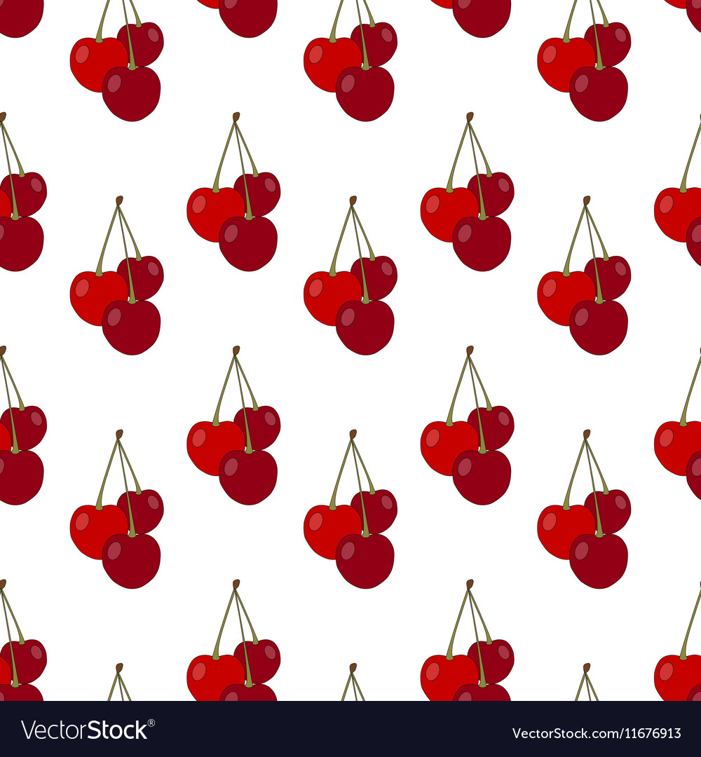 Seamless pattern with cherries Royalty Free Vector Image