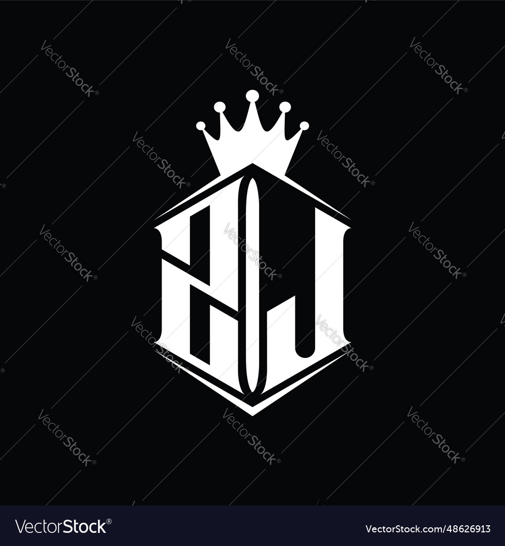 Zj letter logo monogram hexagon shield shape Vector Image