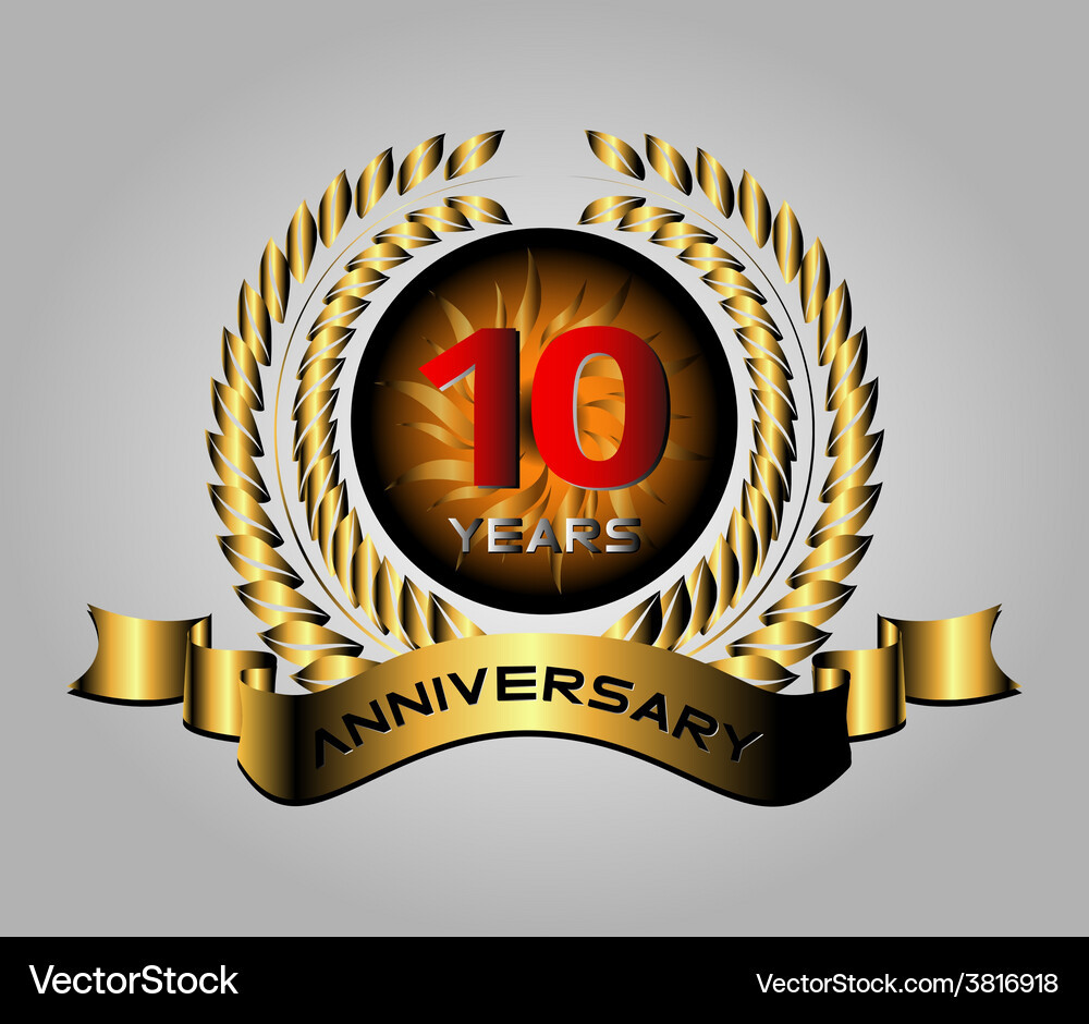 Anniversary laurel wreath 10 years Royalty Free Vector Image