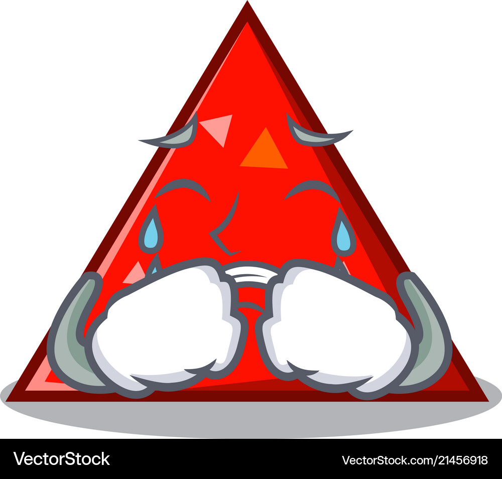 Crying triangel mascot cartoon style Royalty Free Vector