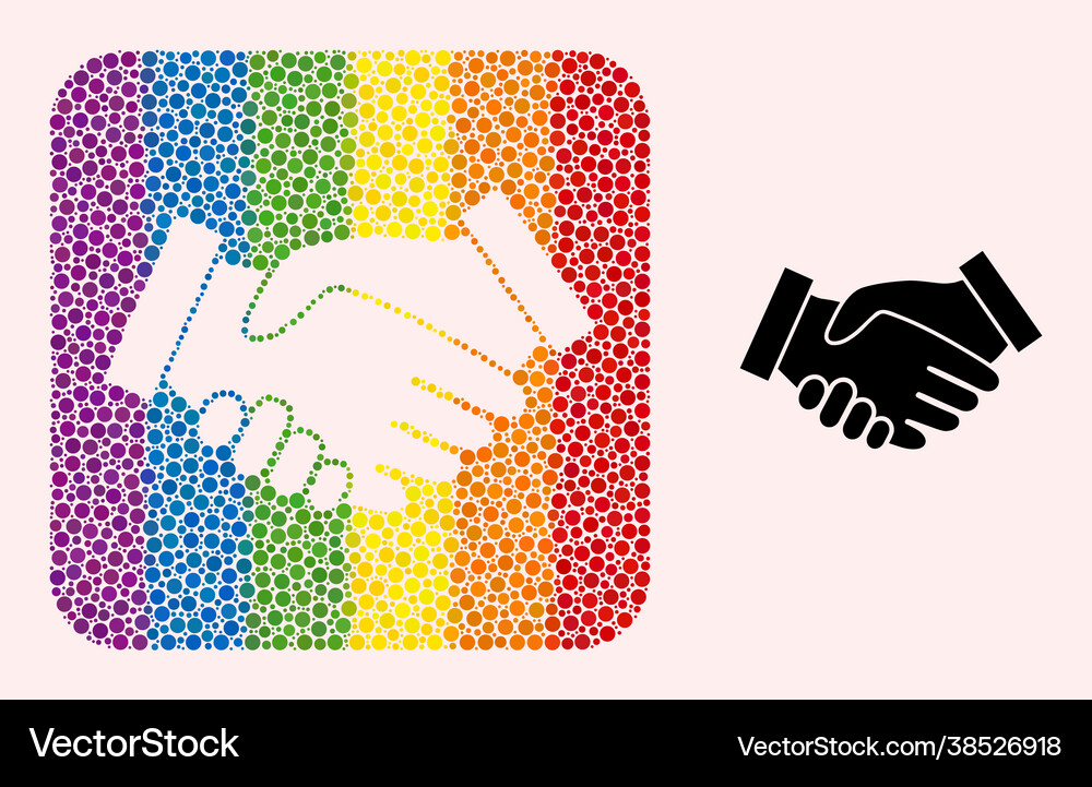 Dot mosaic handshake hole icon for lgbt Royalty Free Vector