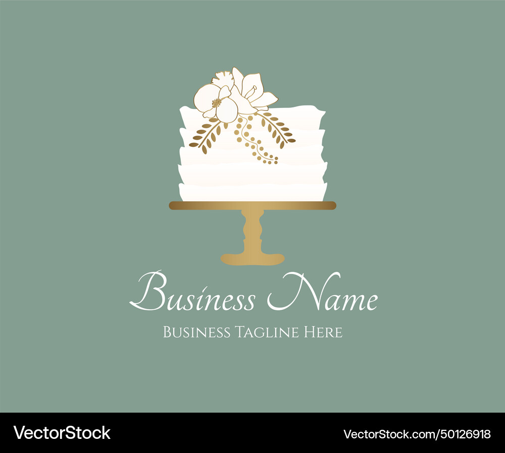 Elegant cake bakery logo design on light green Vector Image