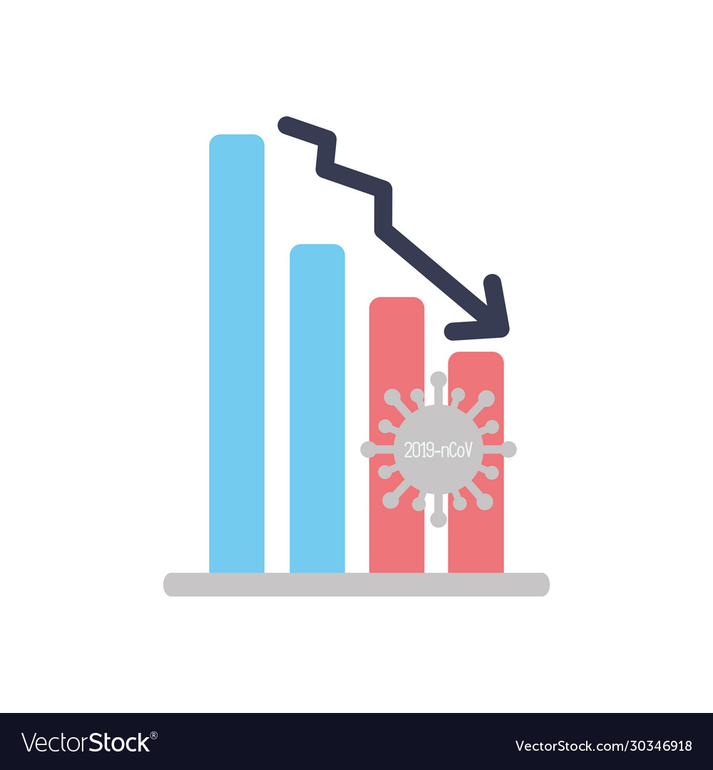 Graphic bar chart with descending financial arrow Vector Image Graphic bar chart with descending financial arrow Vector Image