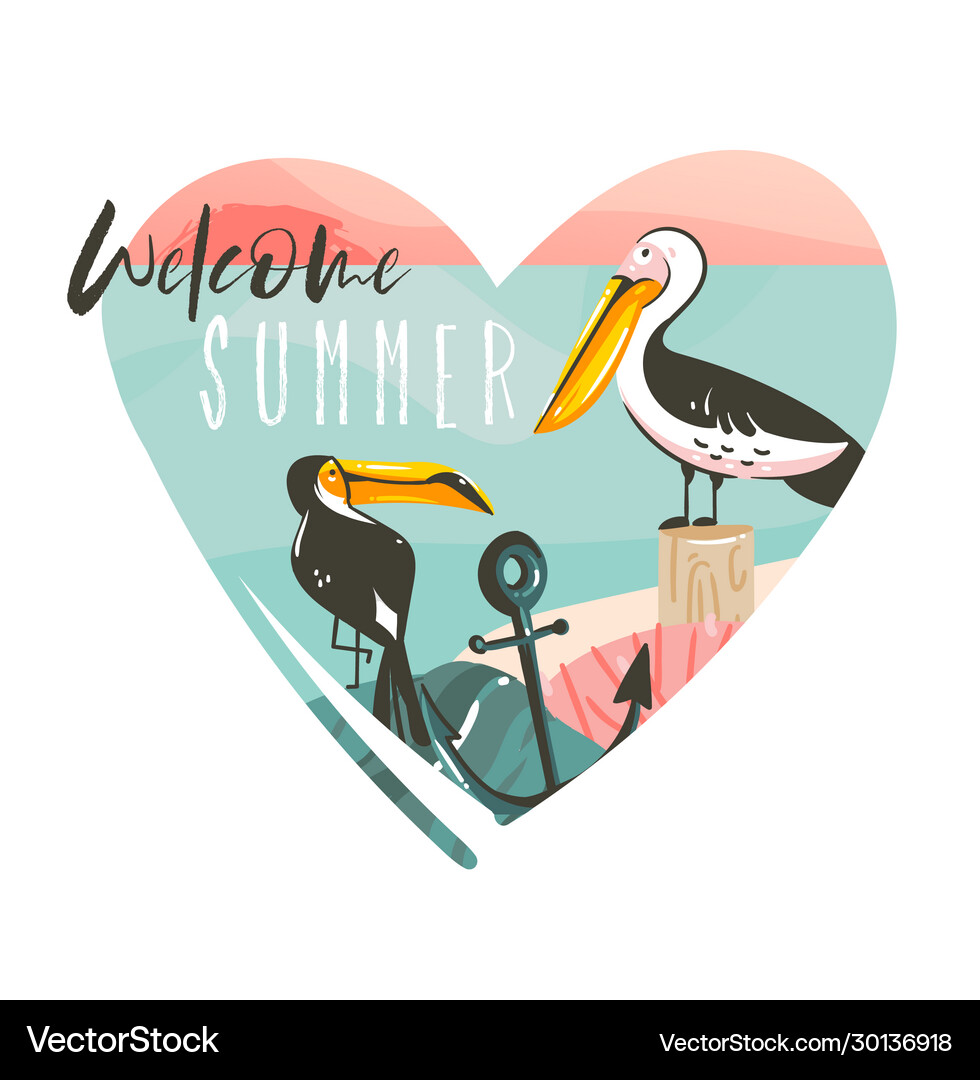 Hand drawn abstract cartoon summer time Royalty Free Vector