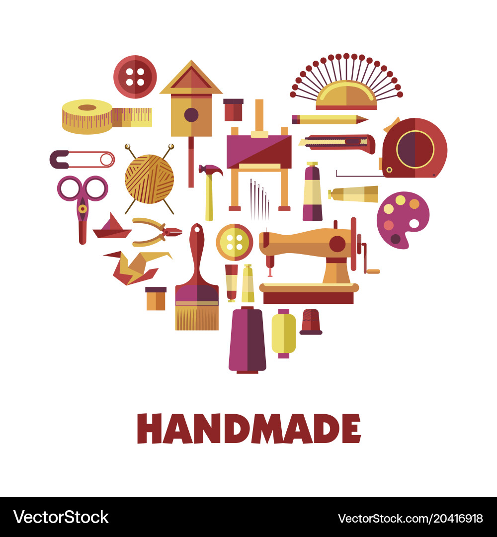 Handmade products creation special tools in heart Vector Image