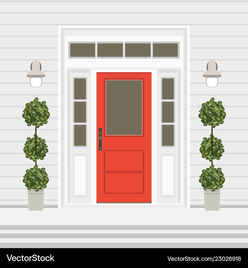 House door front with doorstep and steps window Vector Image