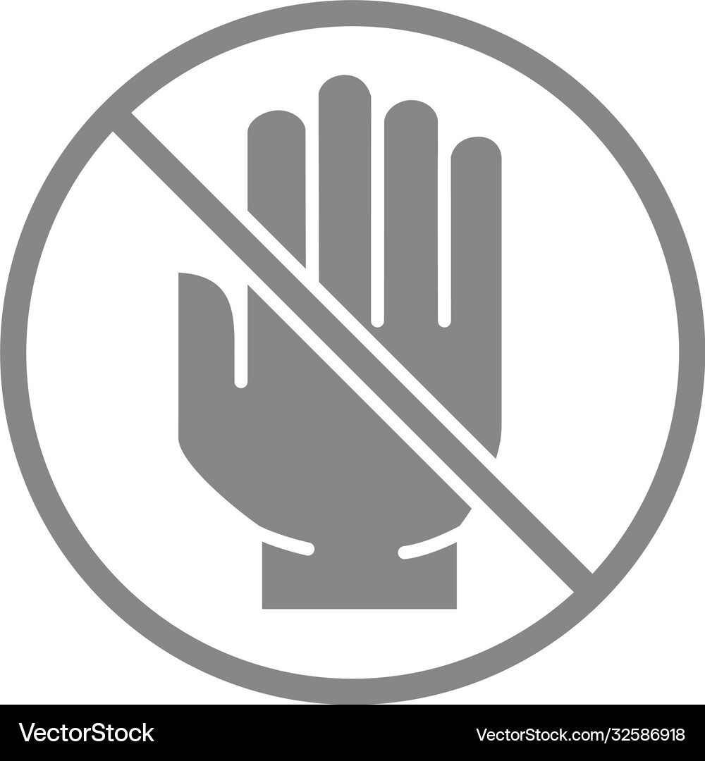Human hand with prohibition sign grey icon Vector Image