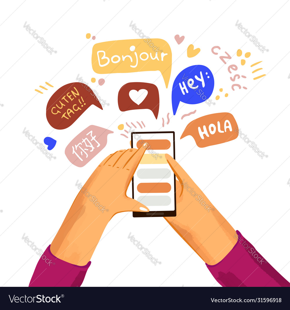 Learn and study language flat hand Royalty Free Vector Image