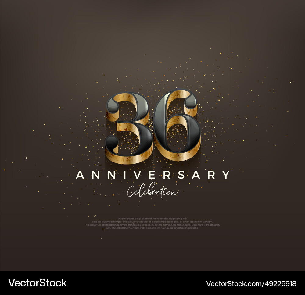 Luxury 36th anniversary design with classic Vector Image