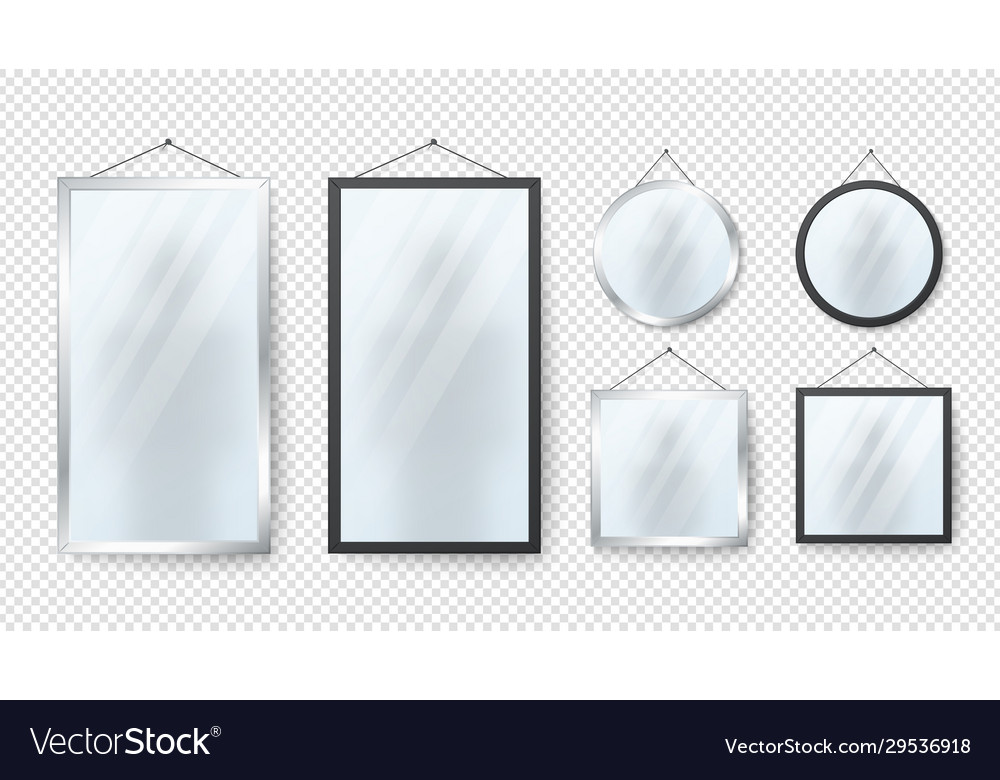 Realistic mirror rectangle round reflection Vector Image