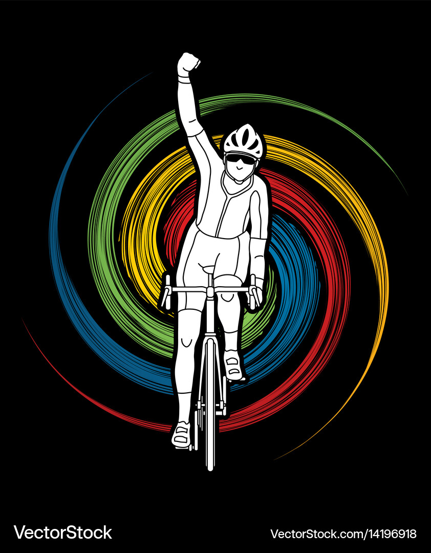 Winner bicycle riding front view Royalty Free Vector Image